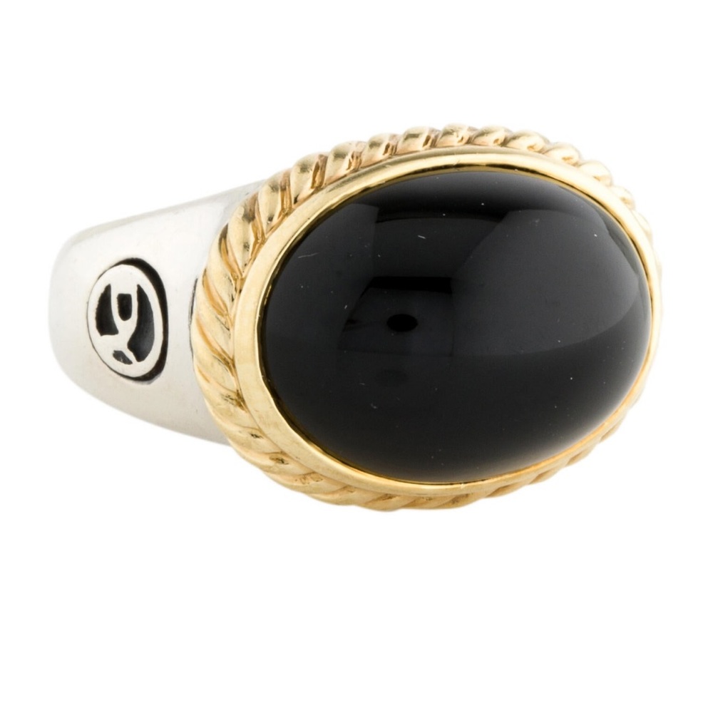 David Yurman Signature Oval Ring With Black Onyx And … - Gem